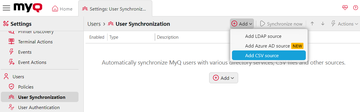User synchronization from CSV files