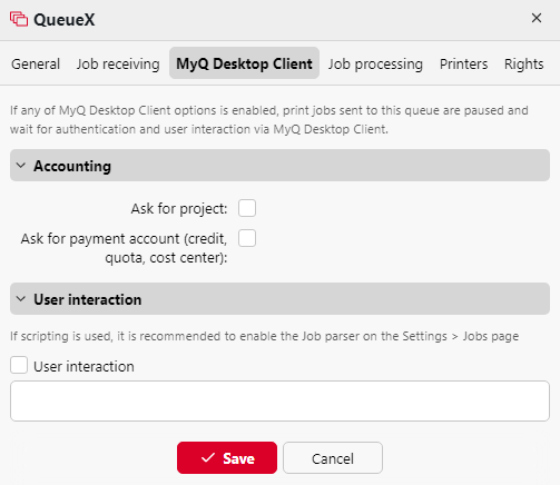 MyQ Desktop Client Tab