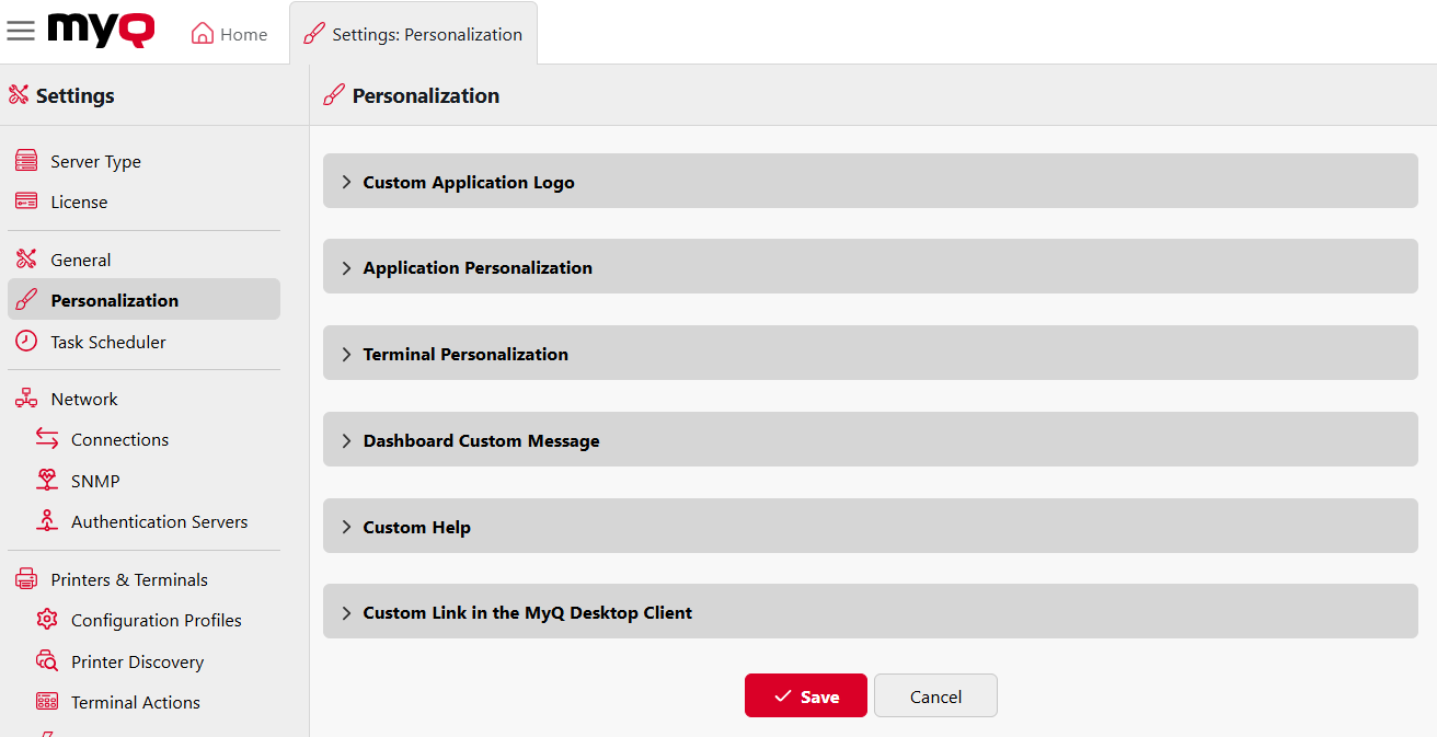 Personalization Settings