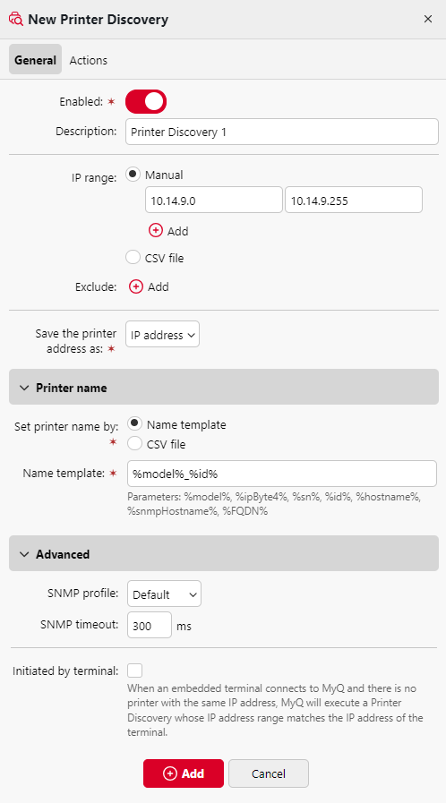 Printer Discovery General Configuration
