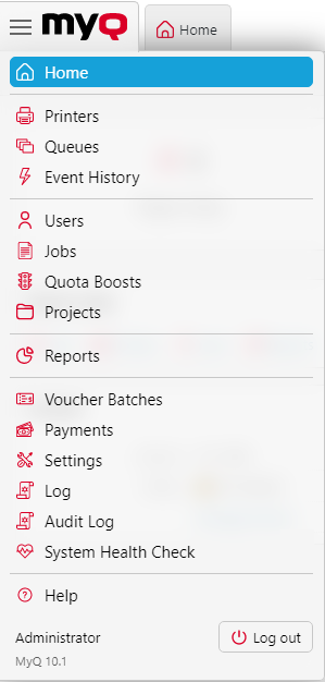 Main menu and Settings menu