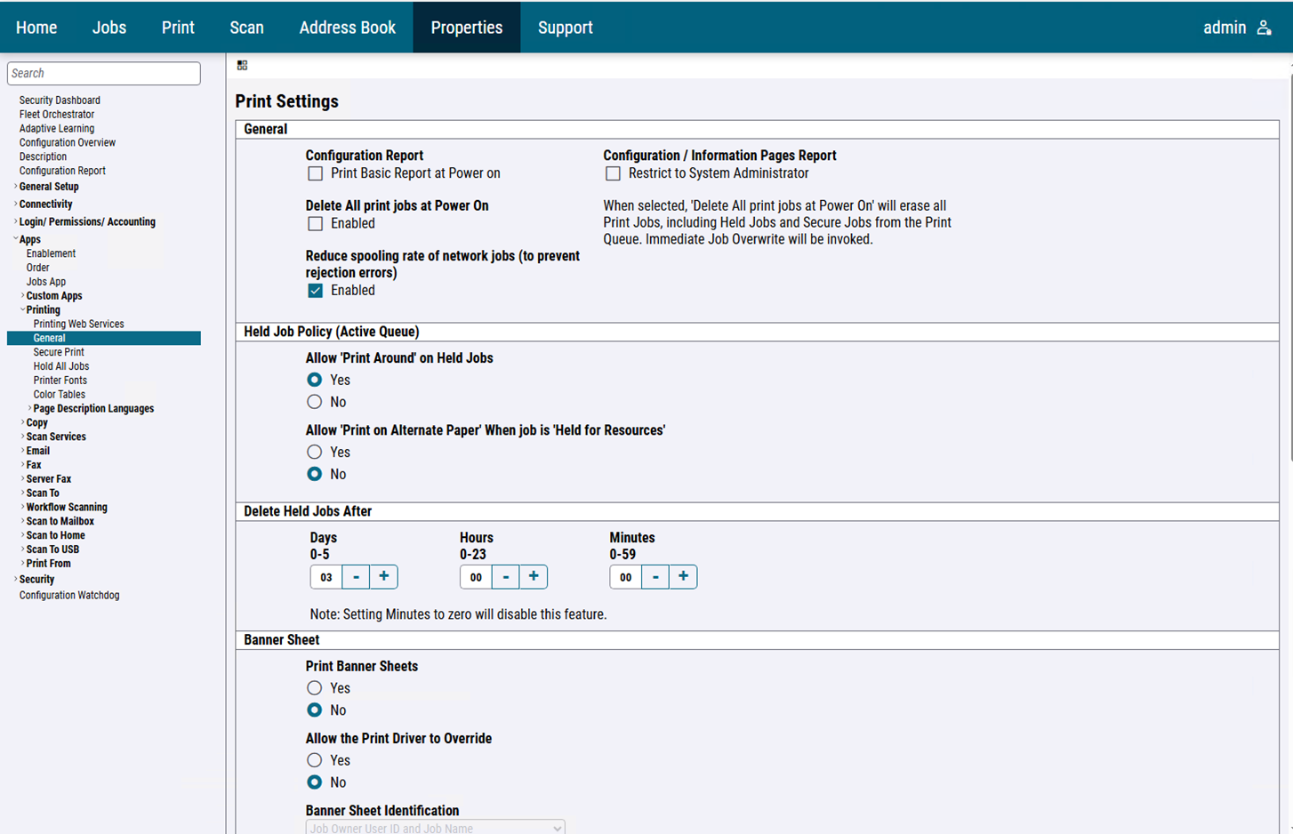Configuration on the Device Web UI