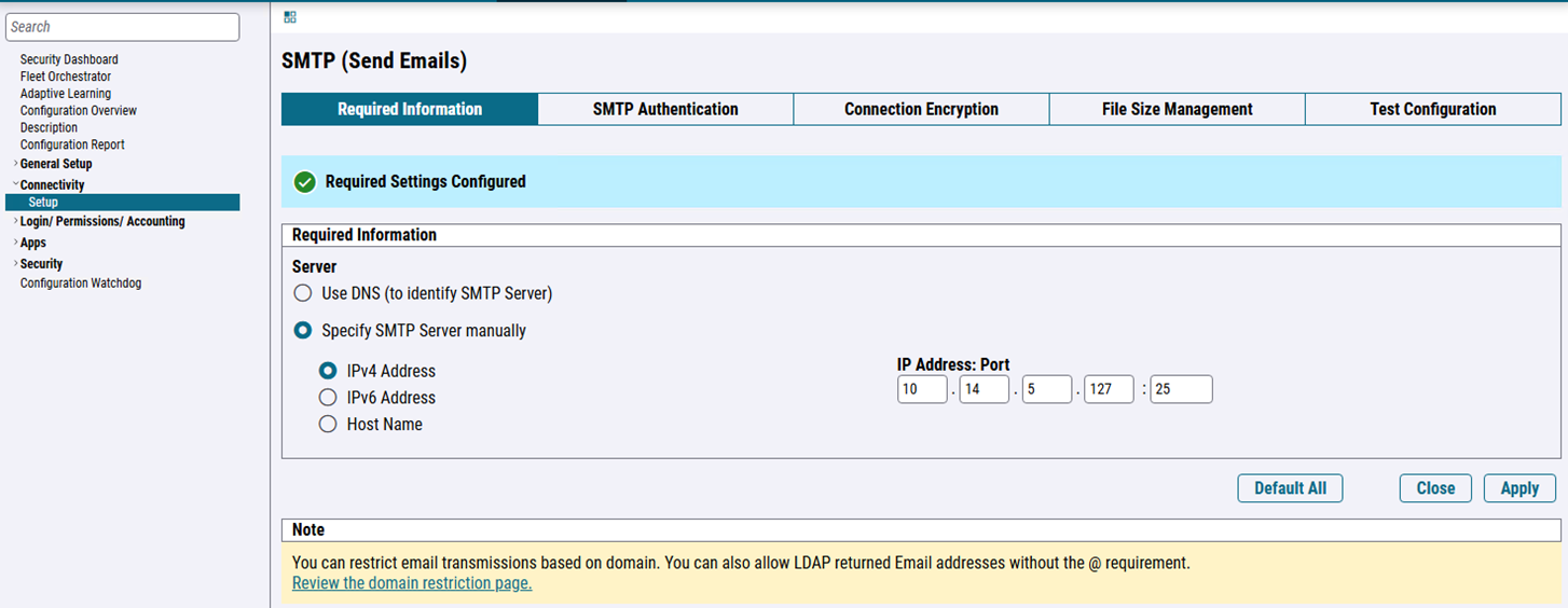 Configuration on the Device Web UI